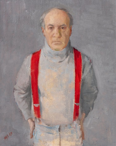 The Red Suspenders Self Portrait by Aaron Shikler on artnet